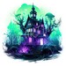 Watercolor Neon Haunted Mansion Clipart, Halloween Clipart, High ...