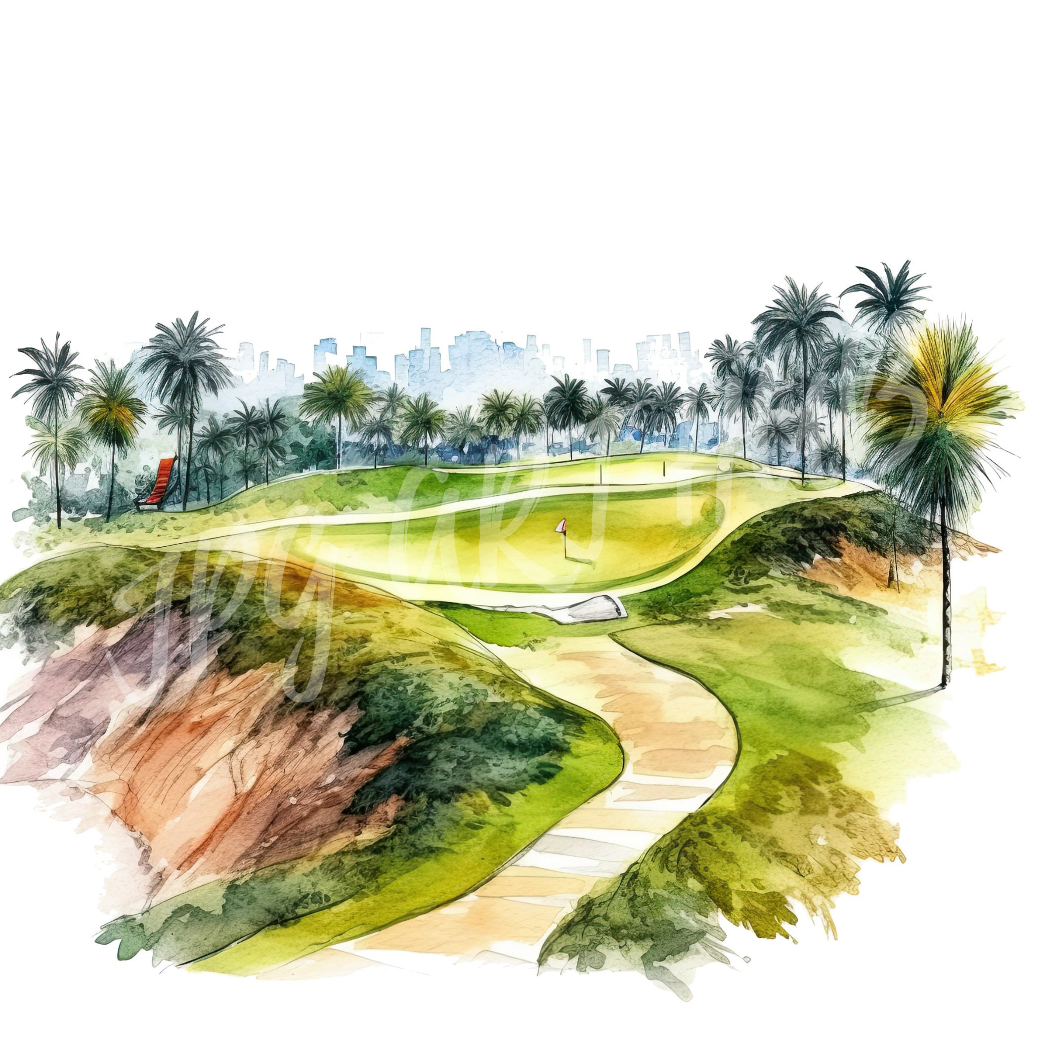 Watercolor Golf Clipart, Golfer Clipart, Golf Gifts, Digital Download ...