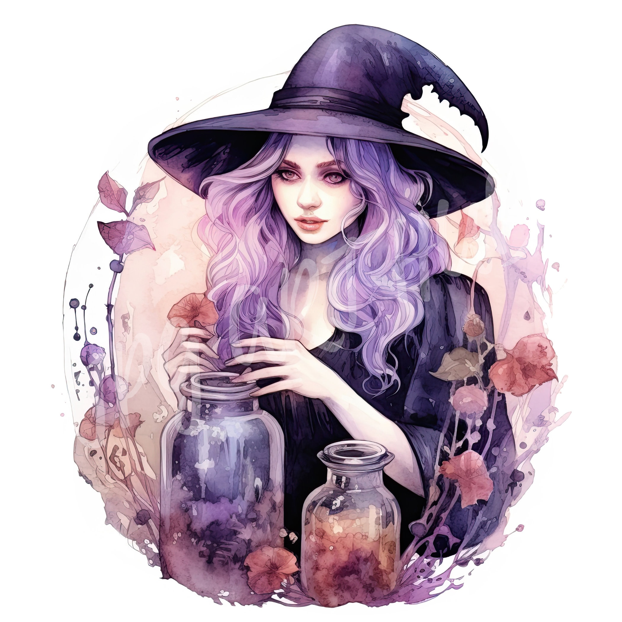 Watercolor Magic Wizard Clipart Bundle, Cute Halloween Clipart, Digital ...