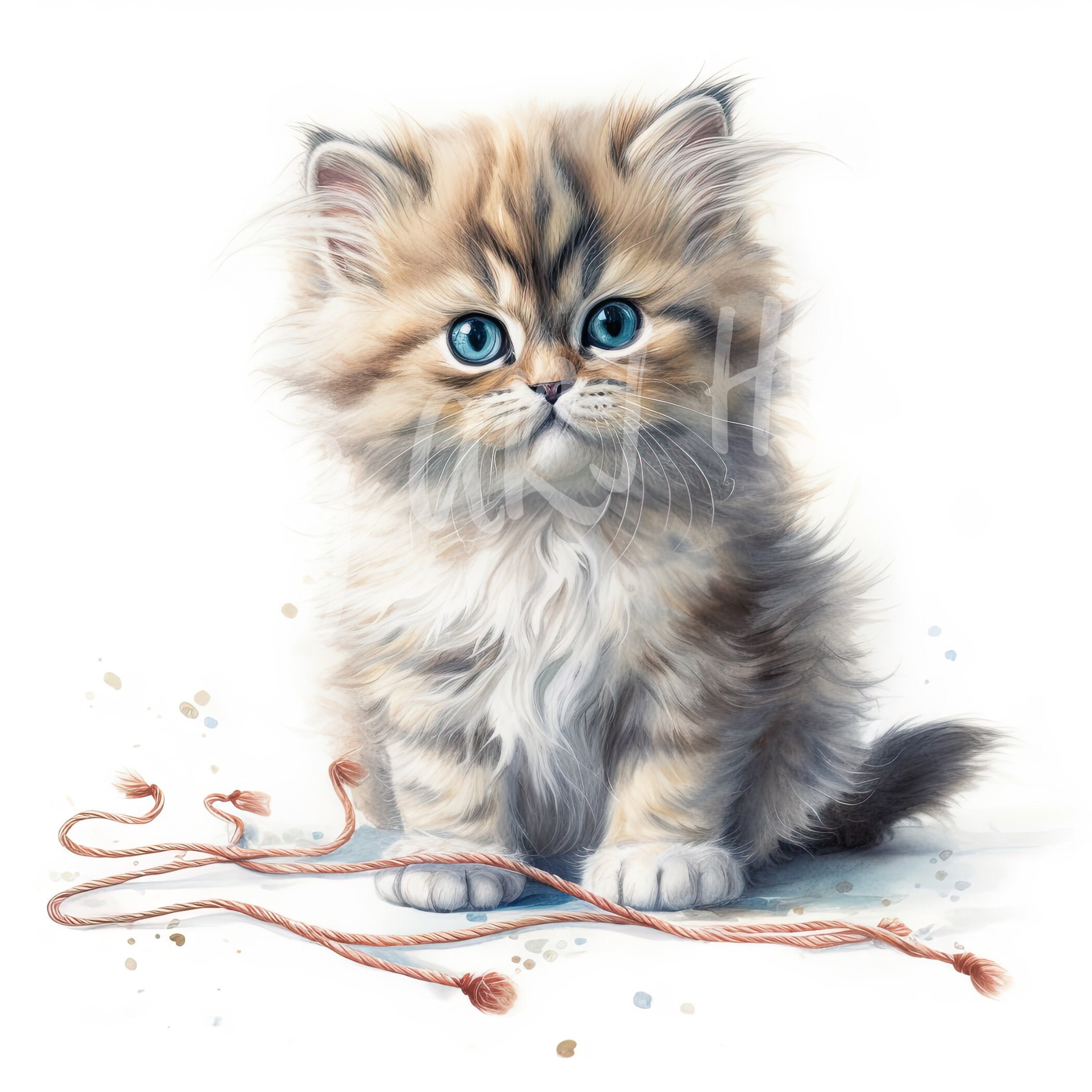 Watercolor Persian Kitten Clipart, Cat Lover, Digital Download, Persian ...