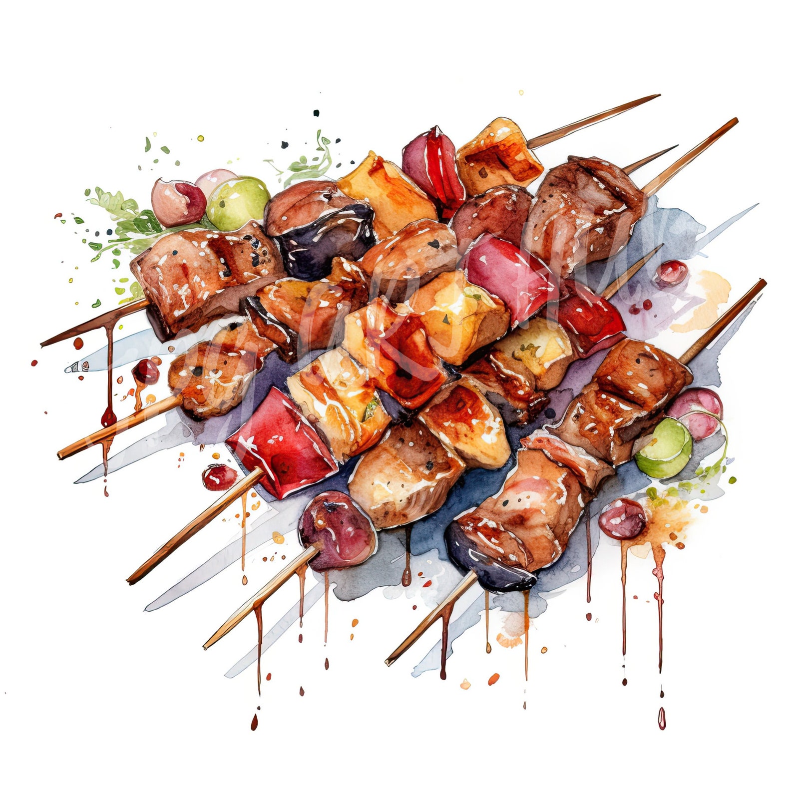 Watercolor BBQ Weekend Clipart Summer Barbecue Food Clipart - Etsy