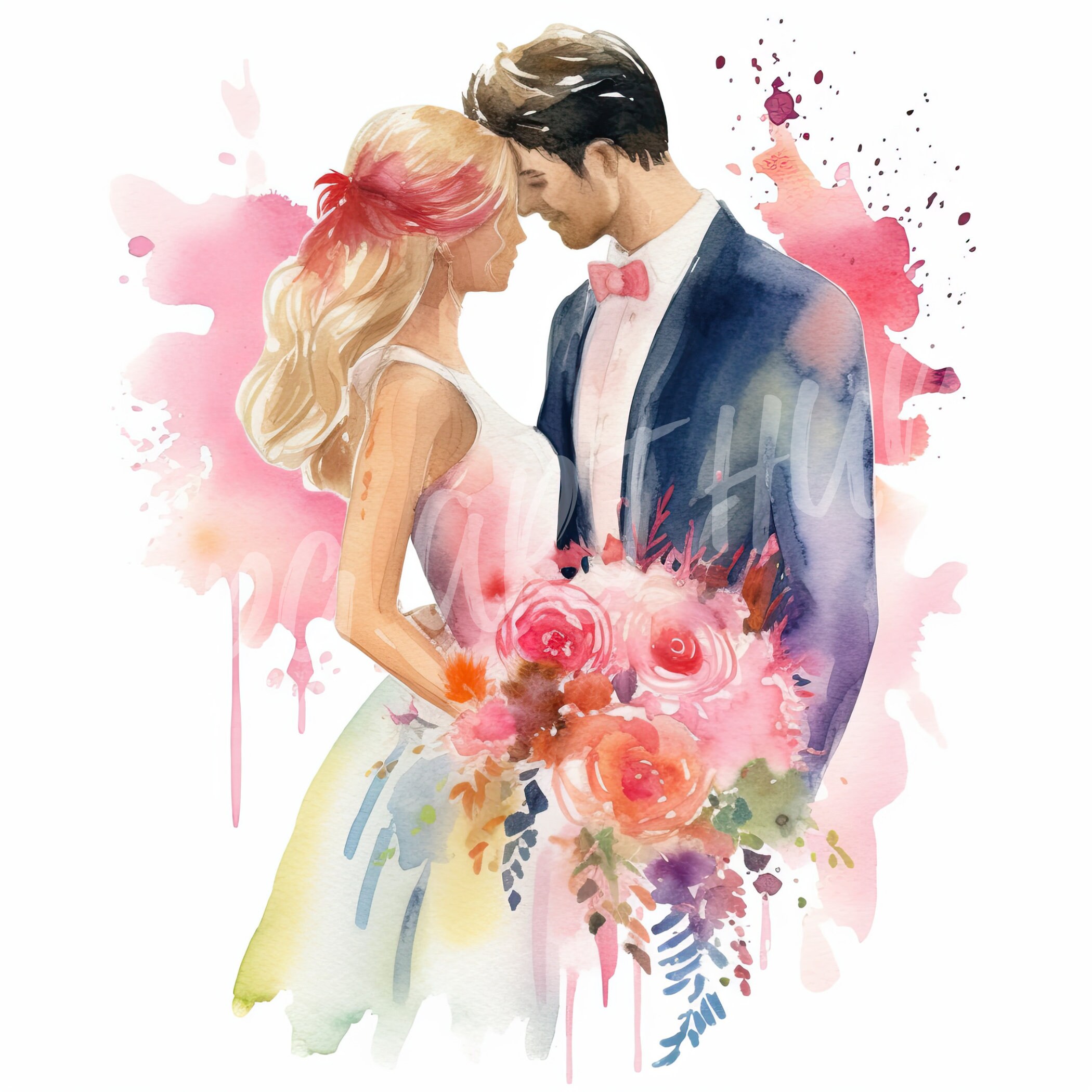 Watercolor Bride and Groom Clipart Wedding Invites Card - Etsy