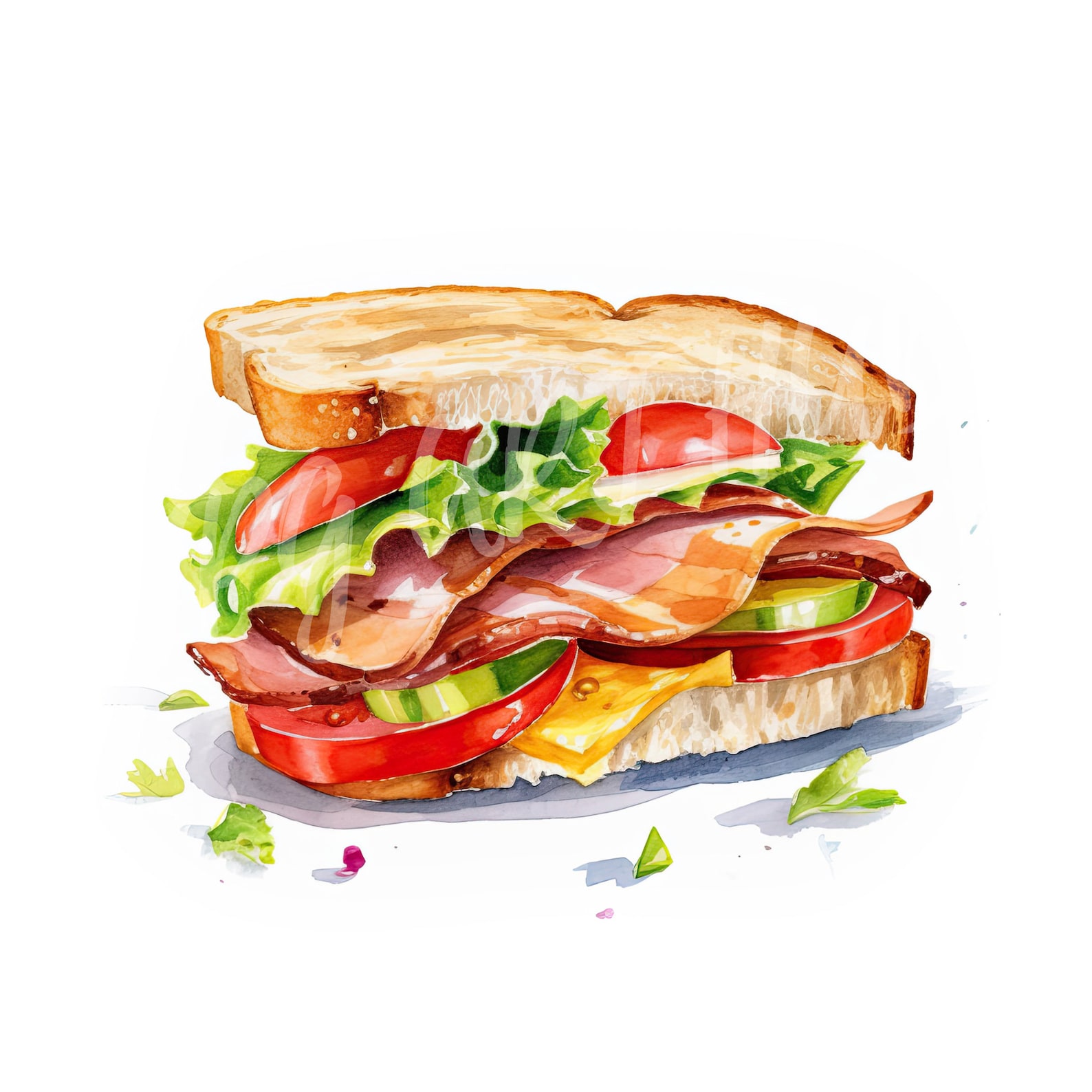 Watercolor Sandwich Clipart Fast Food Clipart Food - Etsy
