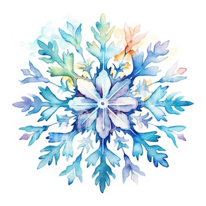 Watercolor Winter Snowflakes Clipart, High Quality JPG, Digital ...