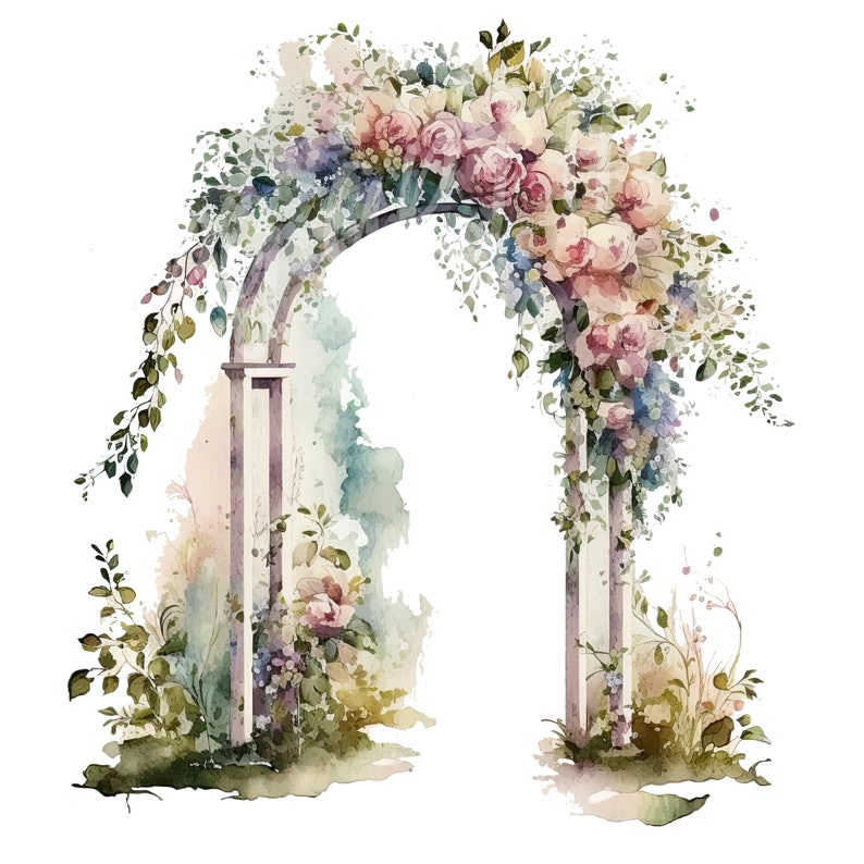 Watercolor Floral Arches Clipart Floral Wedding Arch - Etsy