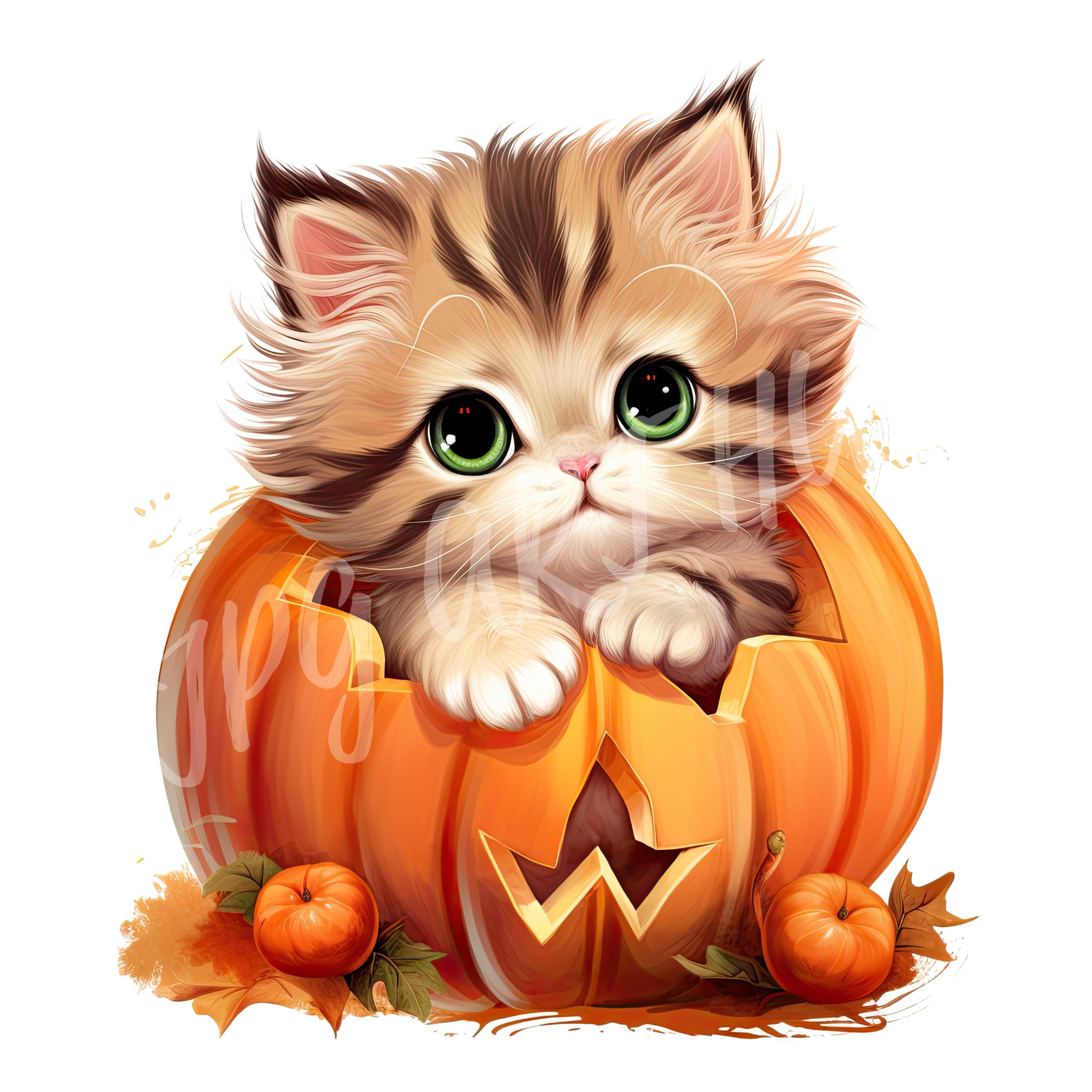Watercolor Baby Animals Inside a Pumpkin Clipart, Autumn Clipart ...