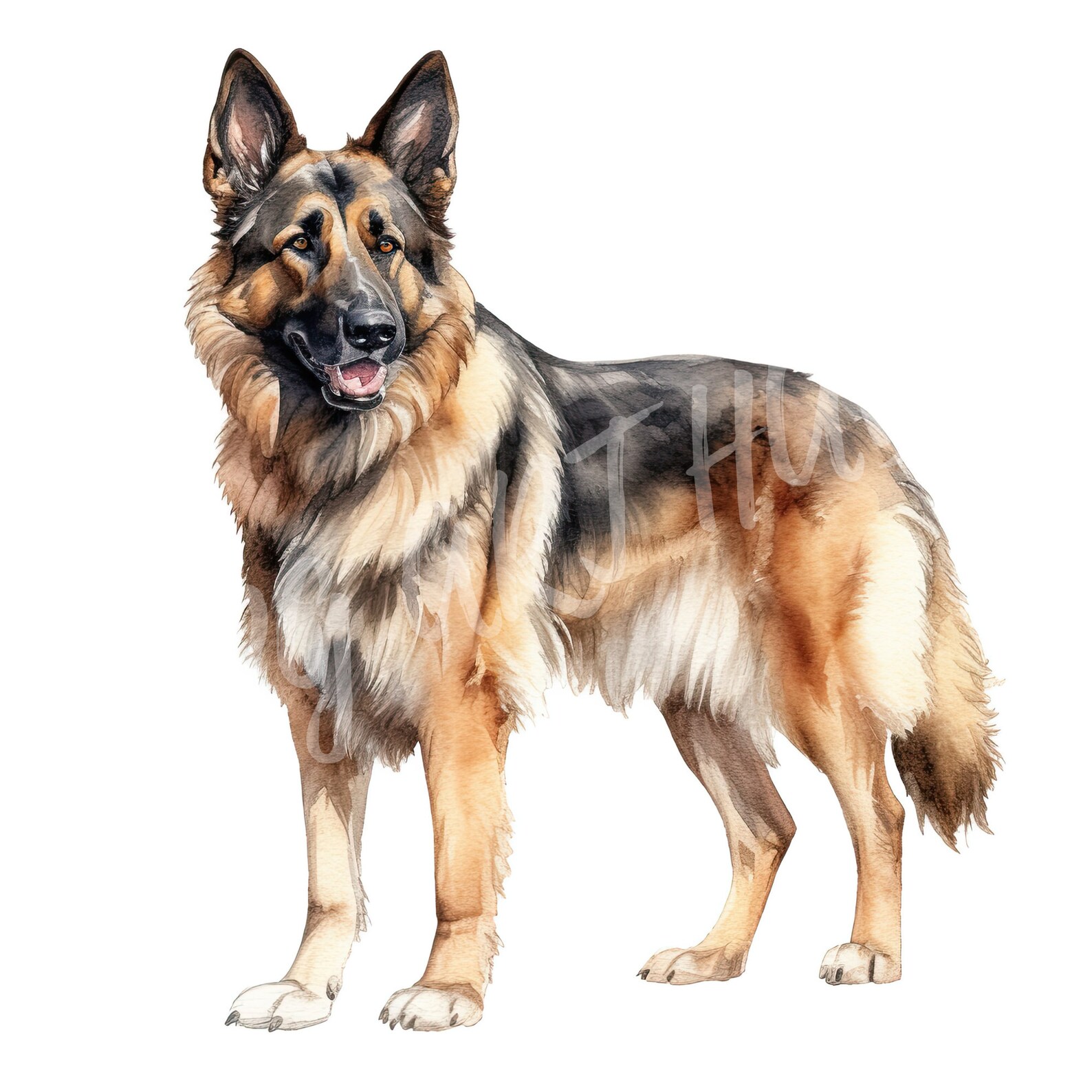 Watercolor German Shepherd Clipart High Quality JPG Digital - Etsy
