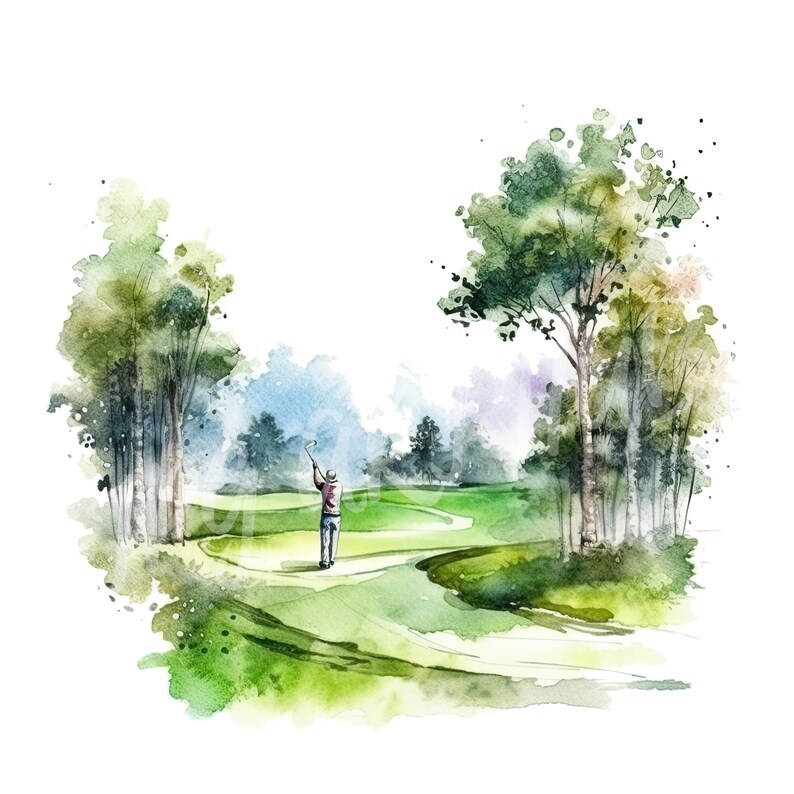 Watercolor Golf Clipart, Golfer Clipart, Golf Gifts, Digital Download ...