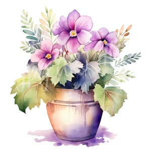 Watercolor Flowerpot Clipart, Flowers Clipart, Floral Clipart, Spring ...