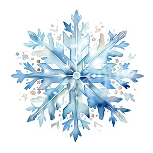 Watercolor Winter Snowflakes Clipart, High Quality JPG, Digital ...