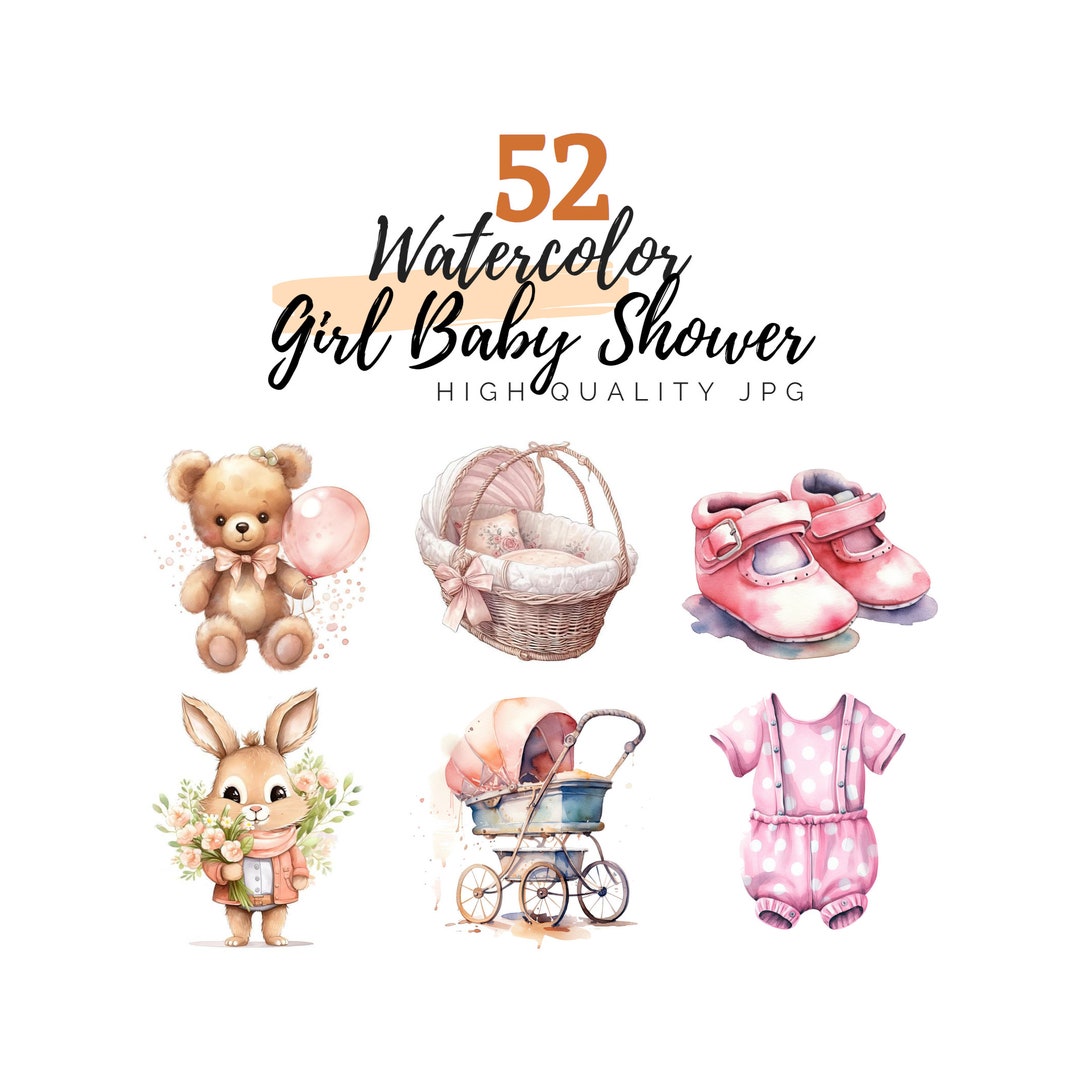 Watercolor Girl Baby Shower Clipart, Girl Clipart, Baby Clipart ...