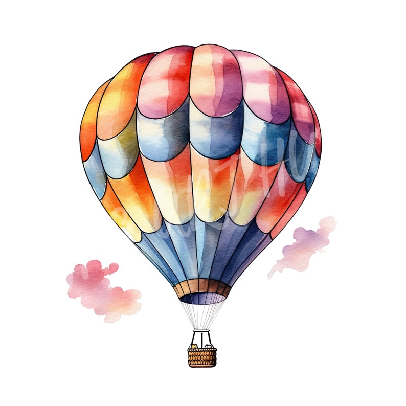 Watercolor Hot Air Balloons Clipart Bundle, Travel Clipart, Digital ...