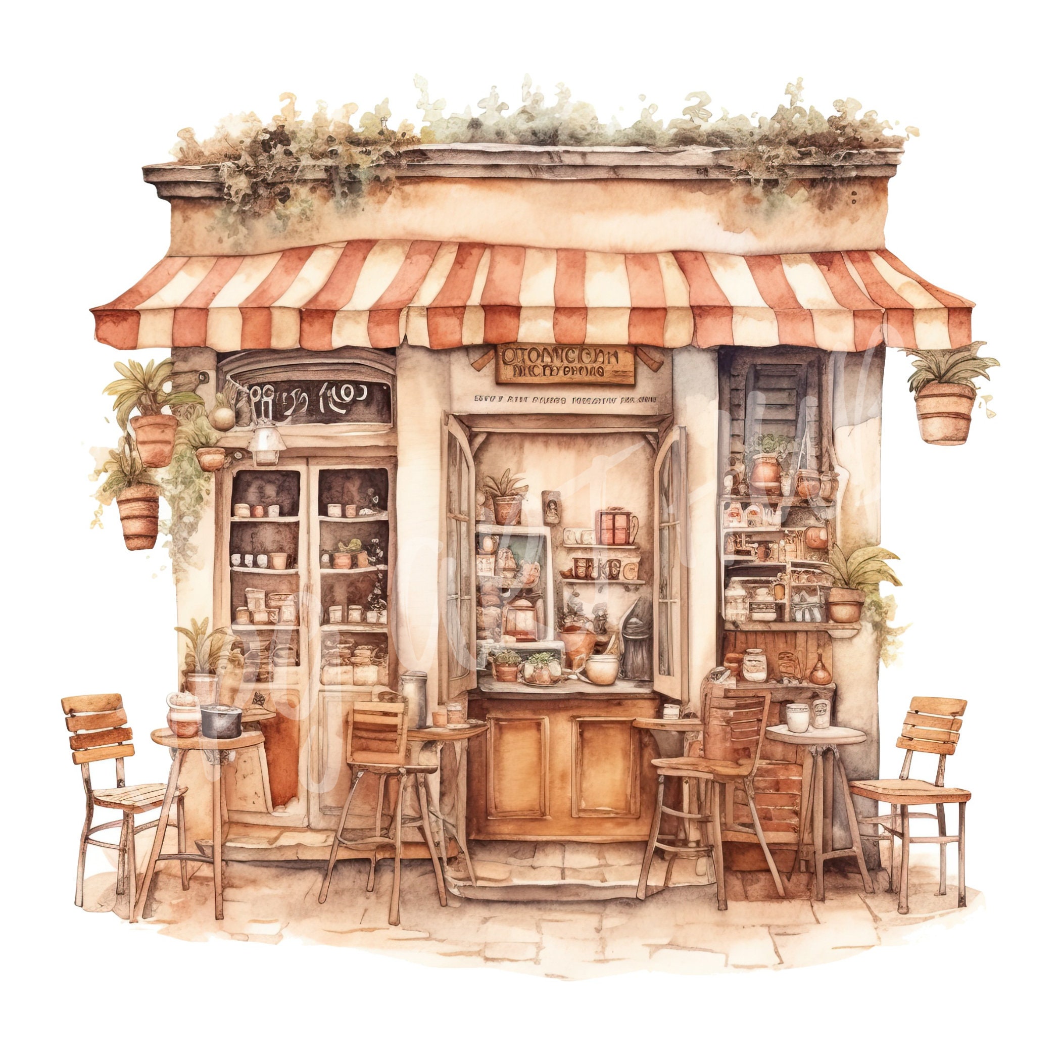 Watercolor Boho Coffee Shop Clipart Coffee Clipart Bohemian - Etsy