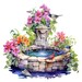 Watercolor Floral Fountains Clipart, Spring Water Fountains, Digital ...