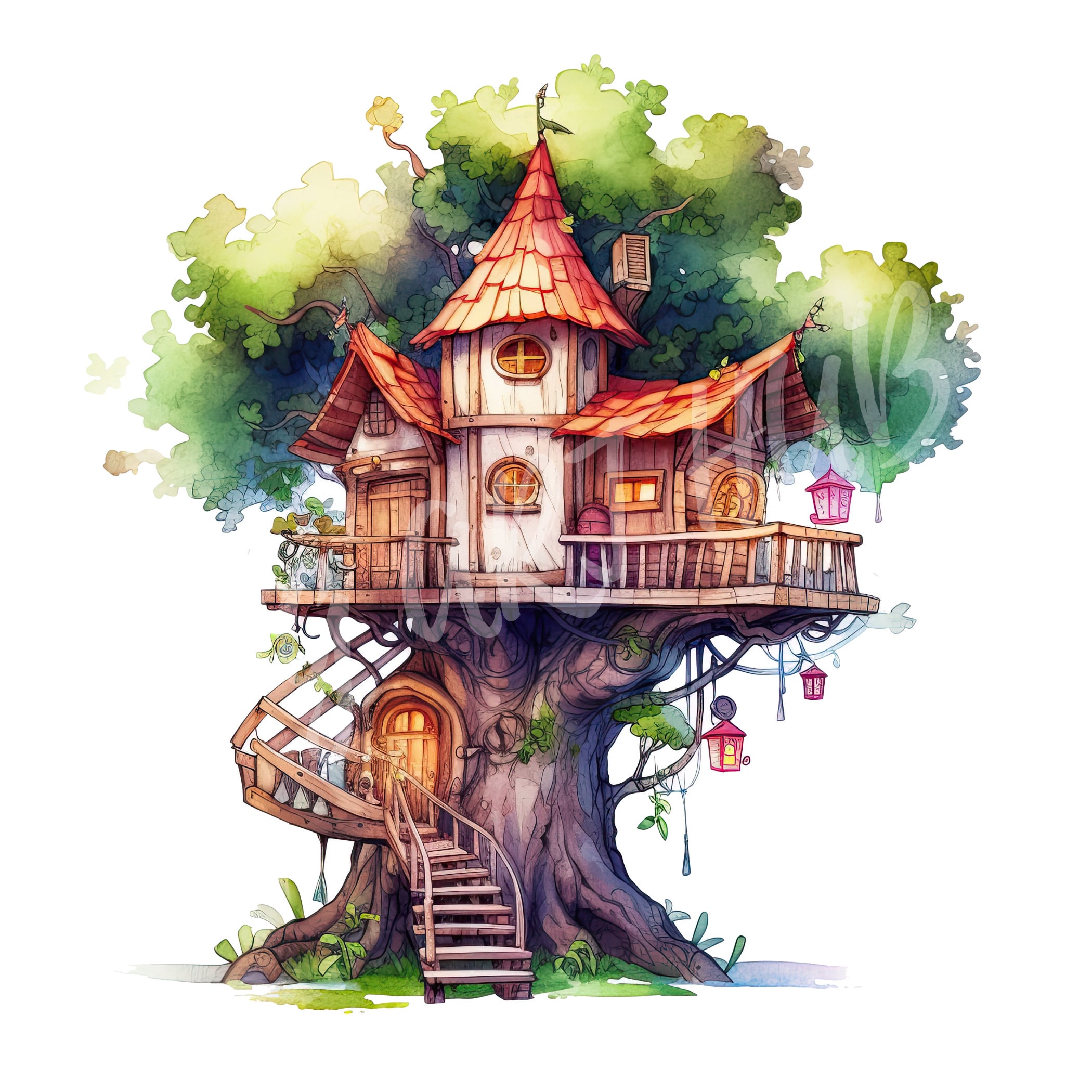 Watercolor Kids Tree House Clipart Bundle House Clipart - Etsy