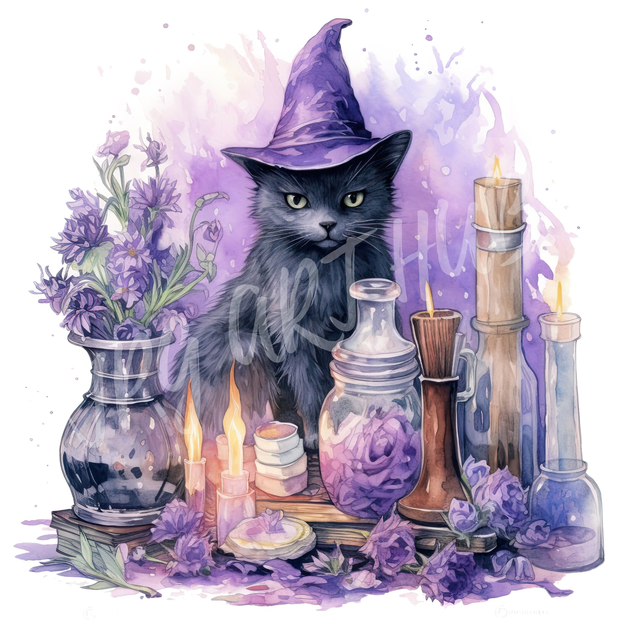 Watercolor Magic Wizard Clipart Bundle Cute Halloween - Etsy