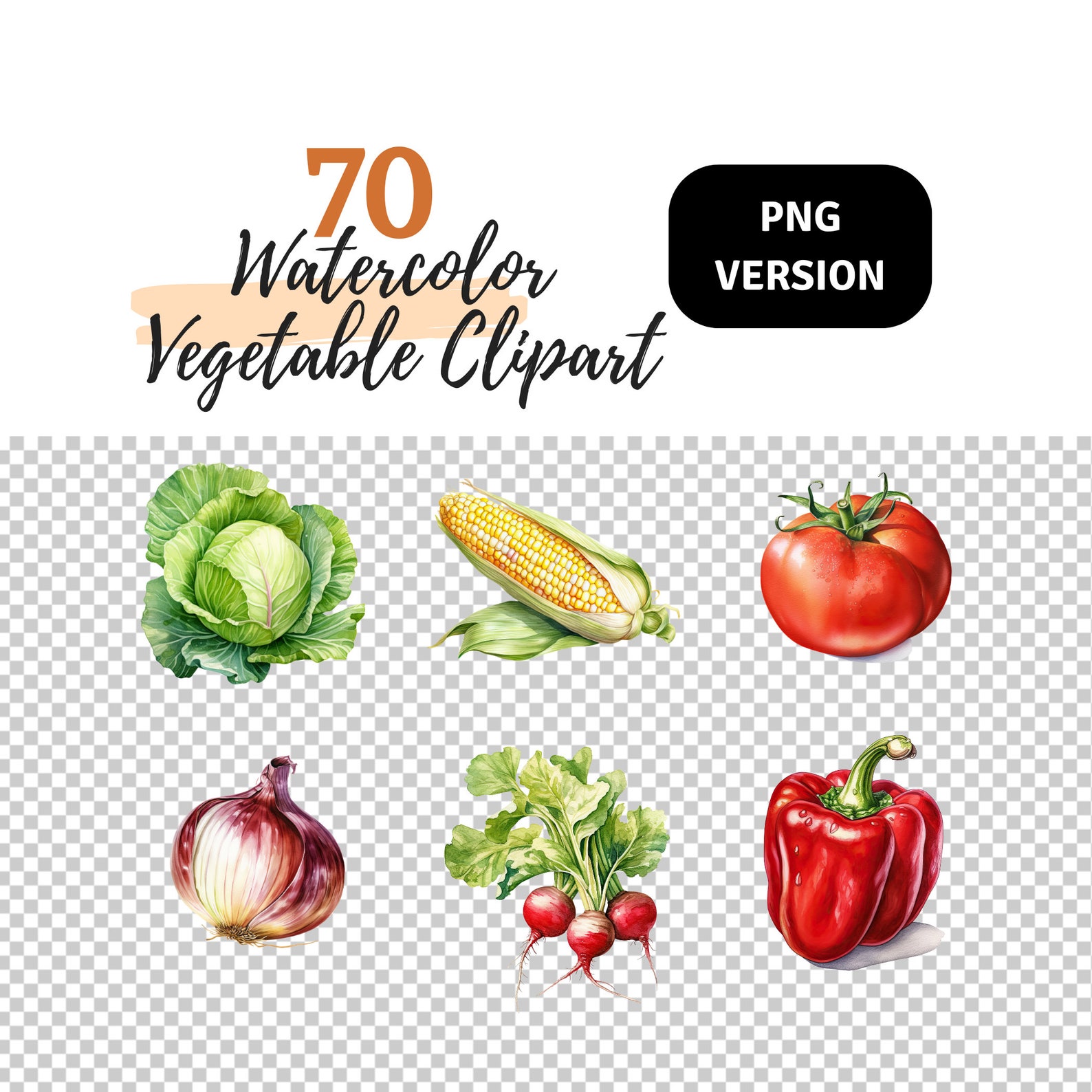 Watercolor Vegetables Clipart PNG, Veggies Clipart, Food Clipart ...