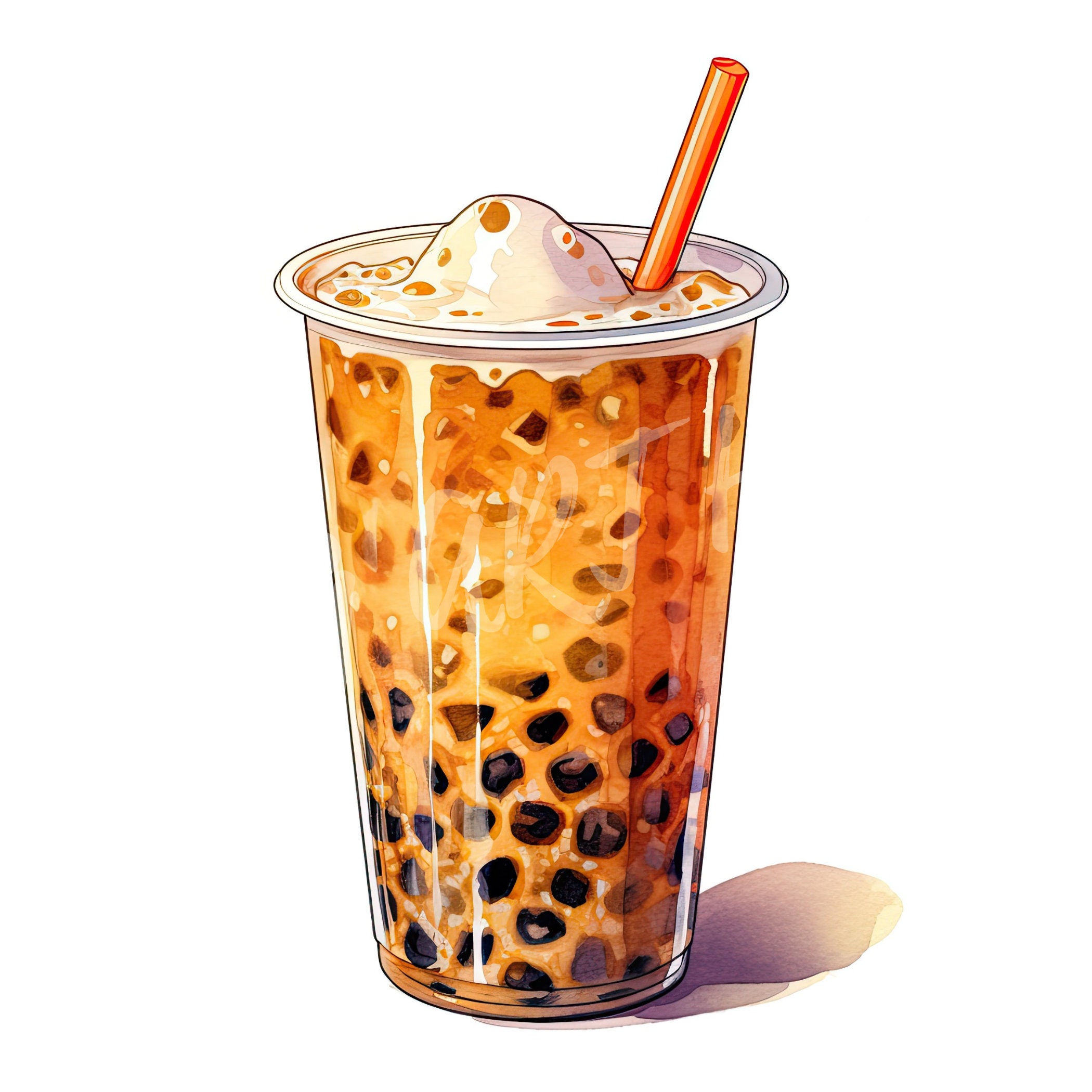 Watercolor Bubble Tea Clipart Boba Clipart Drink Clipart - Etsy