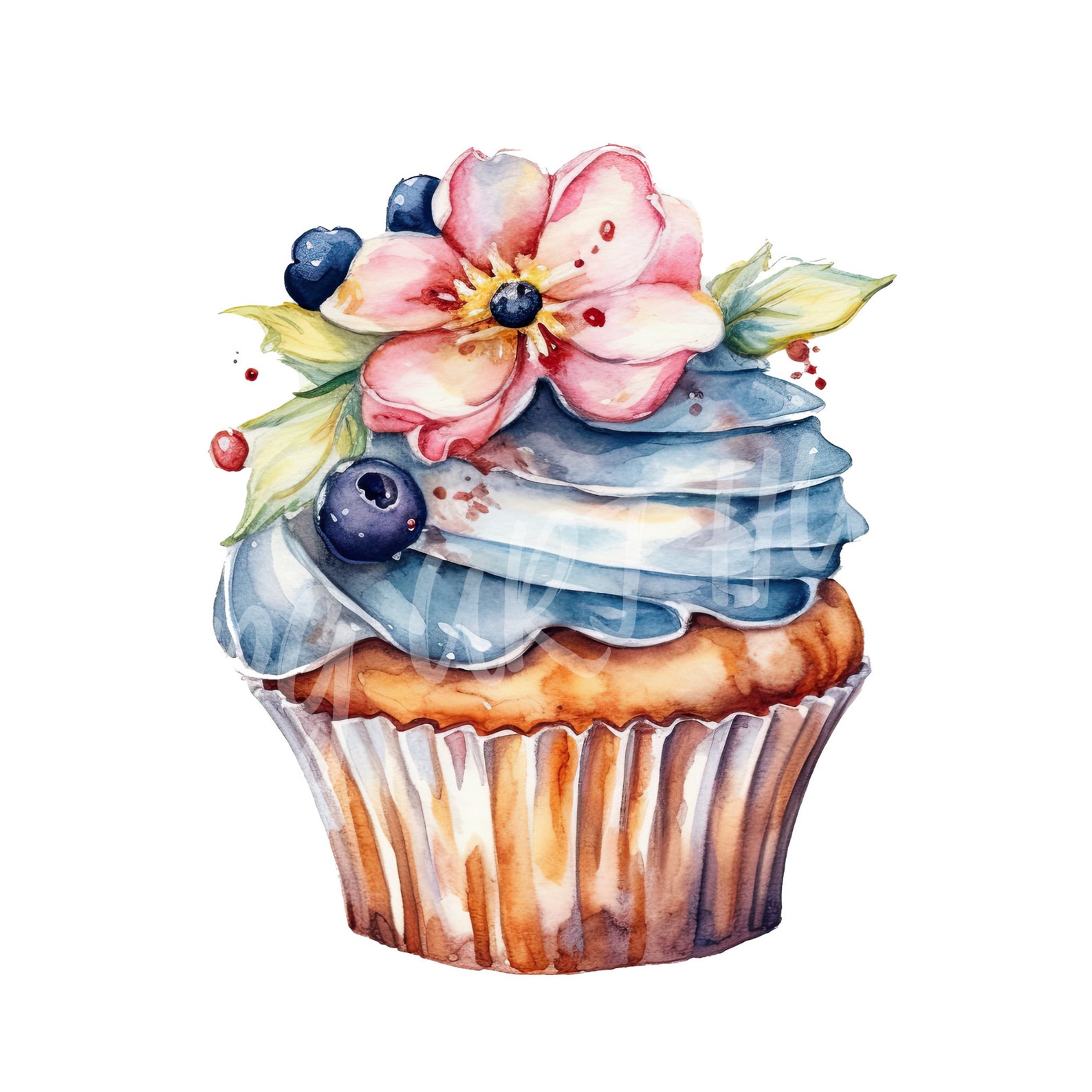 Watercolor Cupcakes Clipart, Cupcake Illustration, Dessert Clipart ...