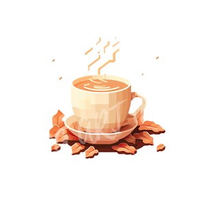 8bit Pixel Autumn Coffee Clipart, High Quality JPG, Digital Download ...