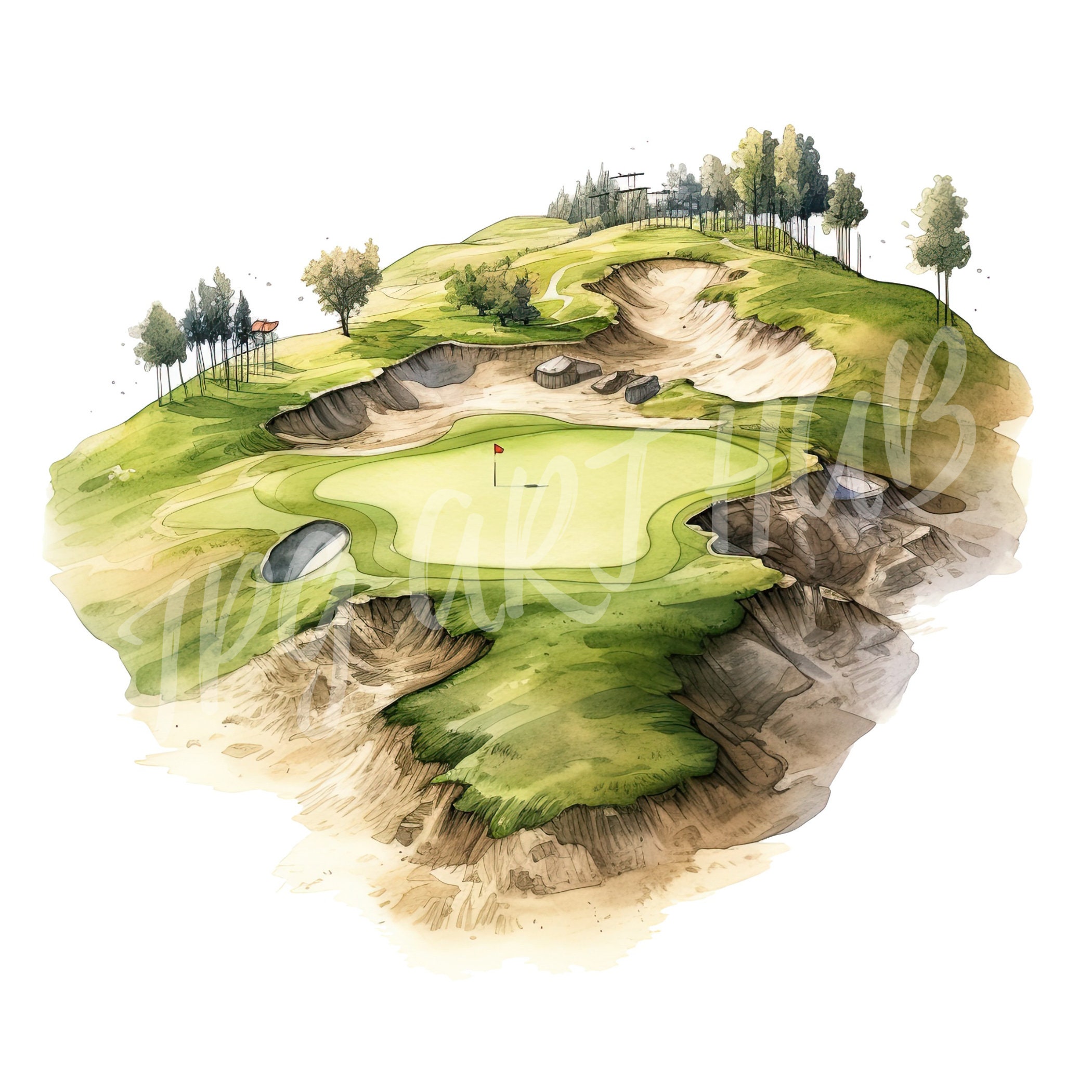 Watercolor Golf Clipart, Golfer Clipart, Golf Gifts, Digital Download ...