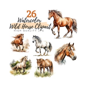 Watercolor Wild Horses Clipart, Western Clipart, High Quality JPG ...