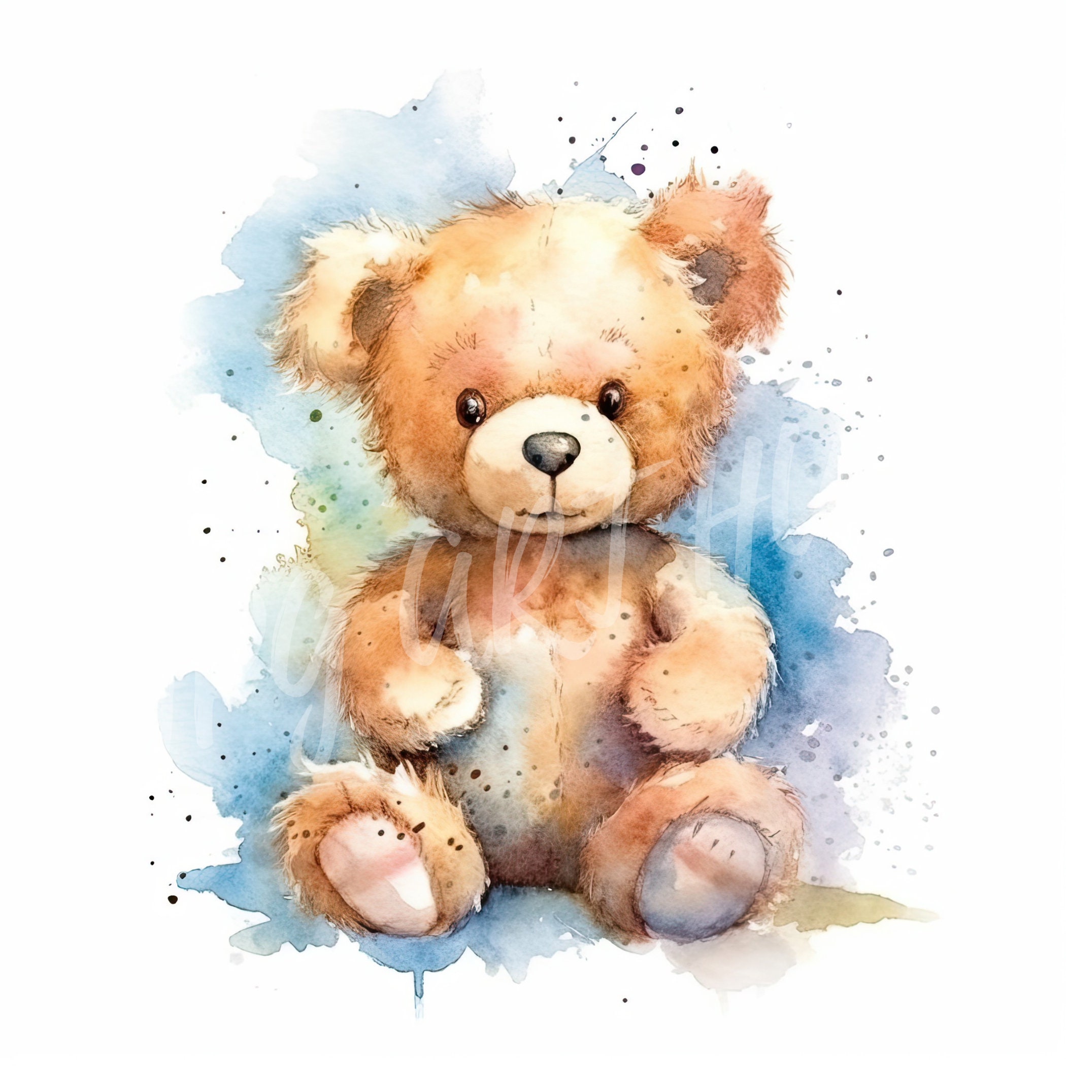 Watercolor Teddy Bear Clipart Teddy Clipart Digital - Etsy