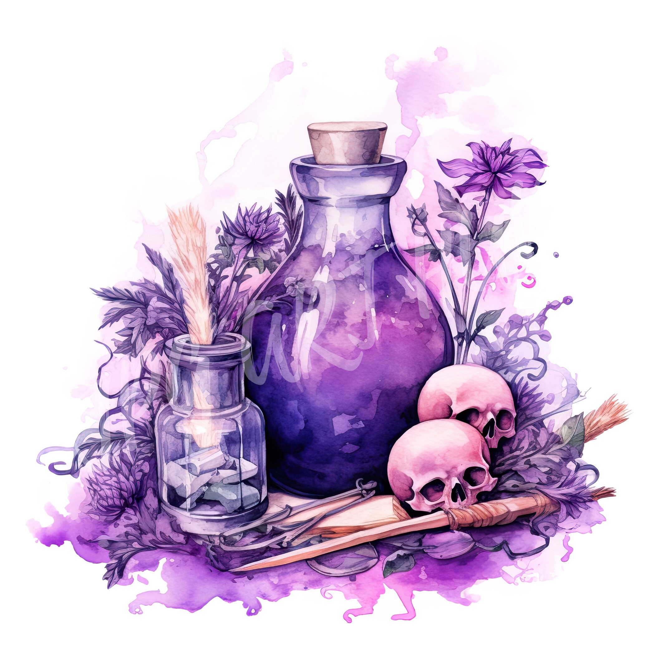 Watercolor Magic Wizard Clipart Bundle Cute Halloween - Etsy