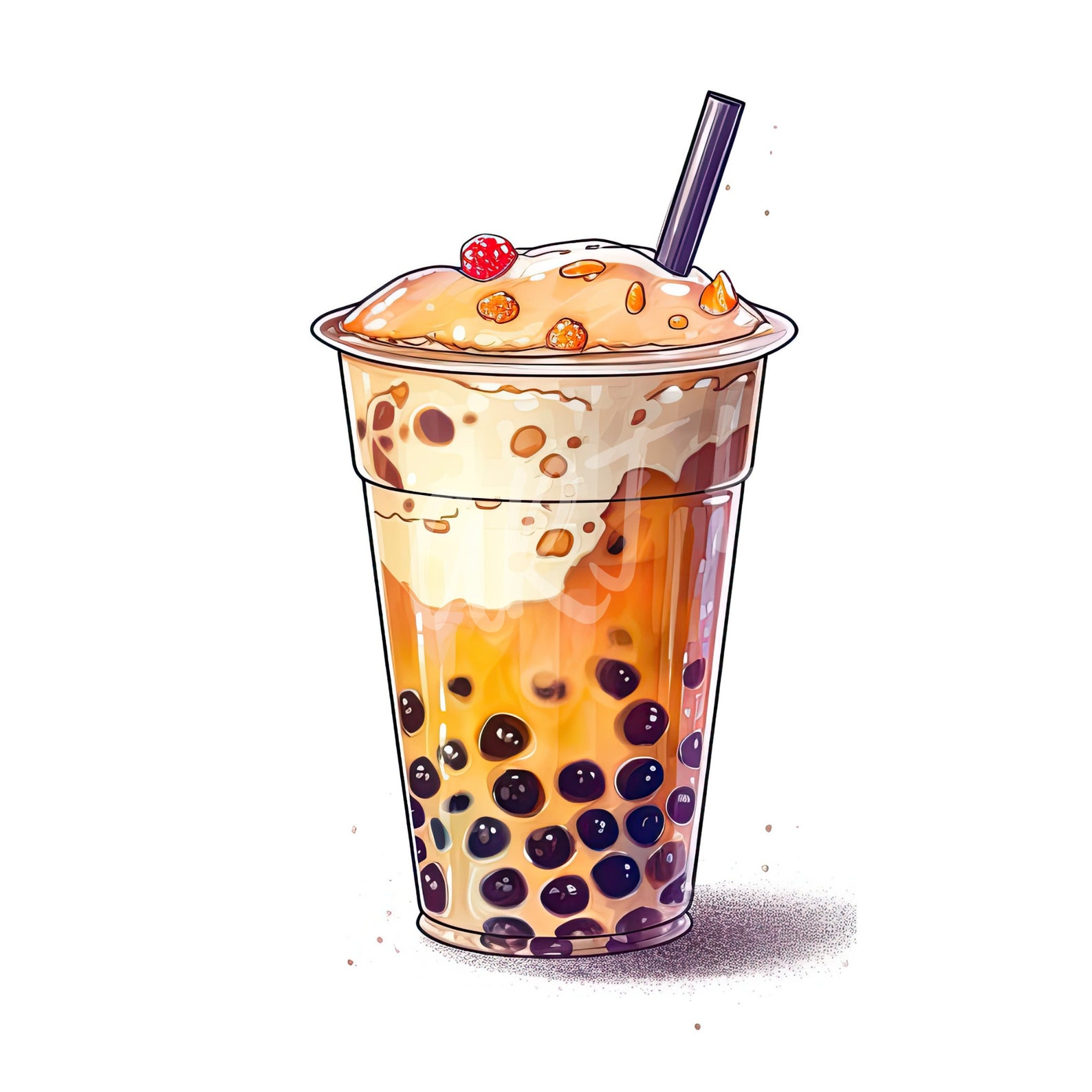 Watercolor Bubble Tea Clipart, Boba Clipart, Drink Clipart, Digital ...