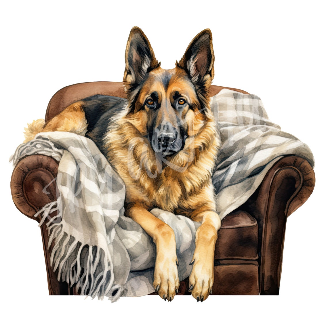 Watercolor German Shepherd Clipart High Quality JPG Digital - Etsy