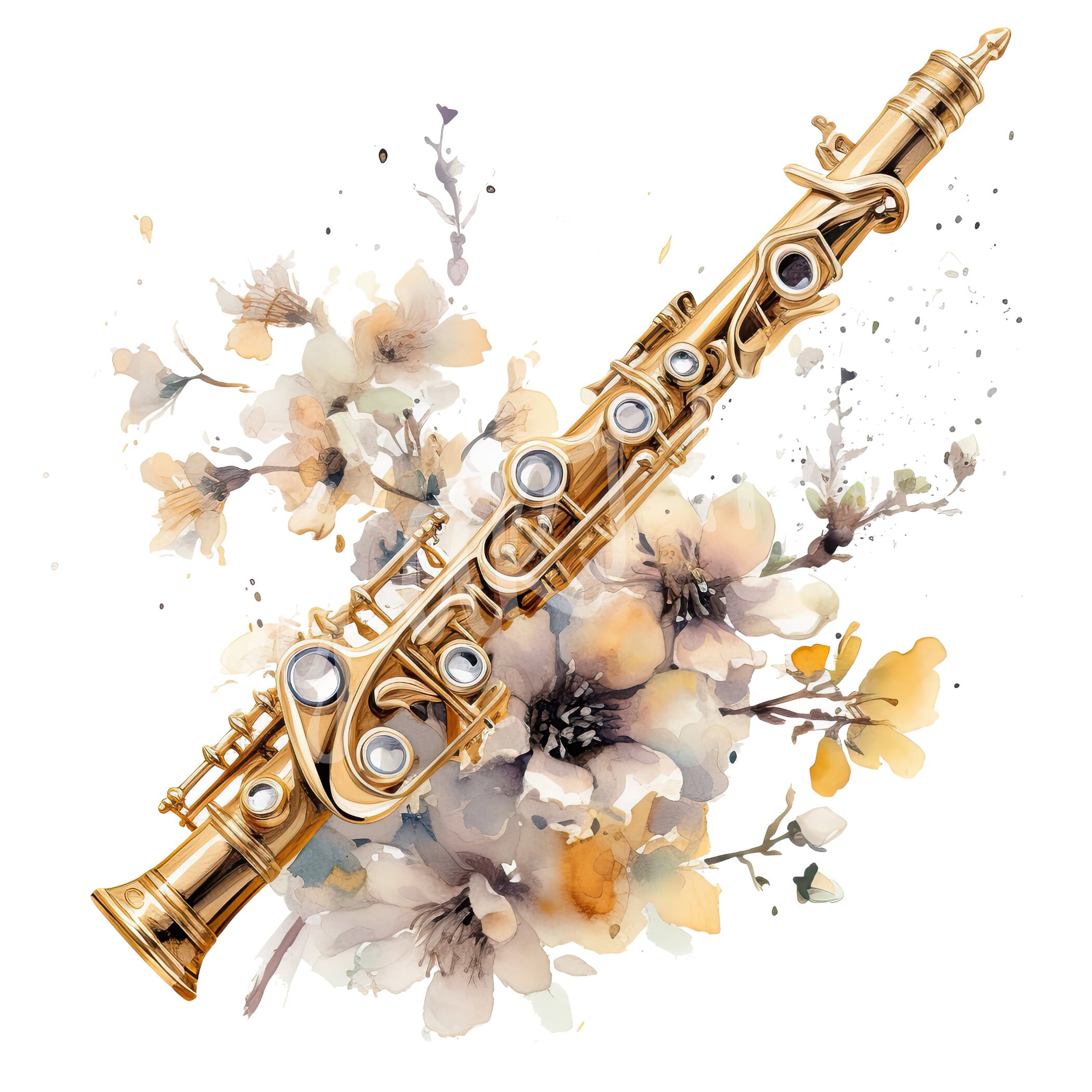 Watercolor Musical Instrument Clipart, Orchestra Clipart, Digital ...