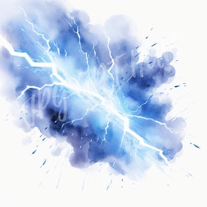 Watercolor Lightning Strike Clipart, Lightning Clipart, Digital ...