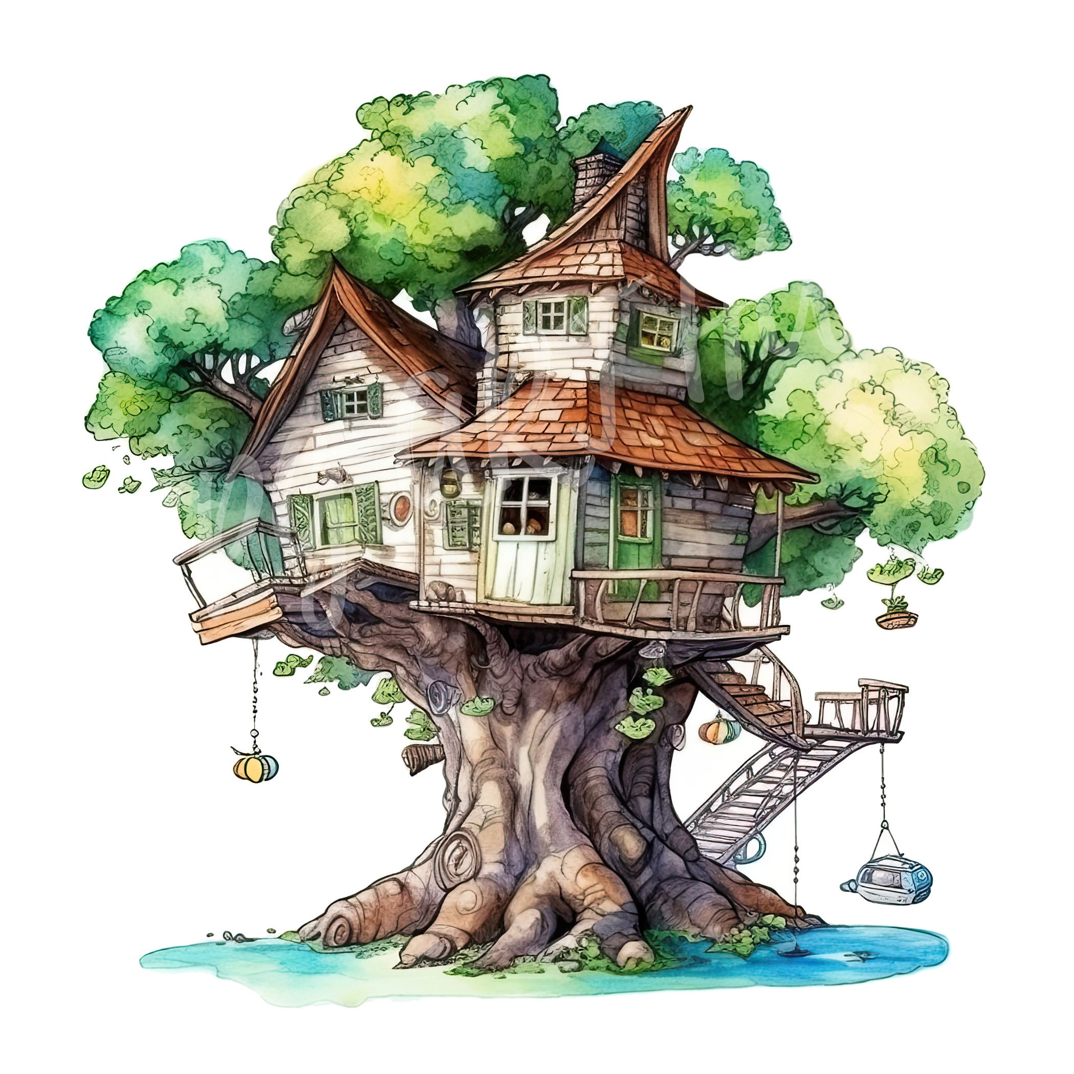 Watercolor Kids Tree House Clipart Bundle House Clipart - Etsy