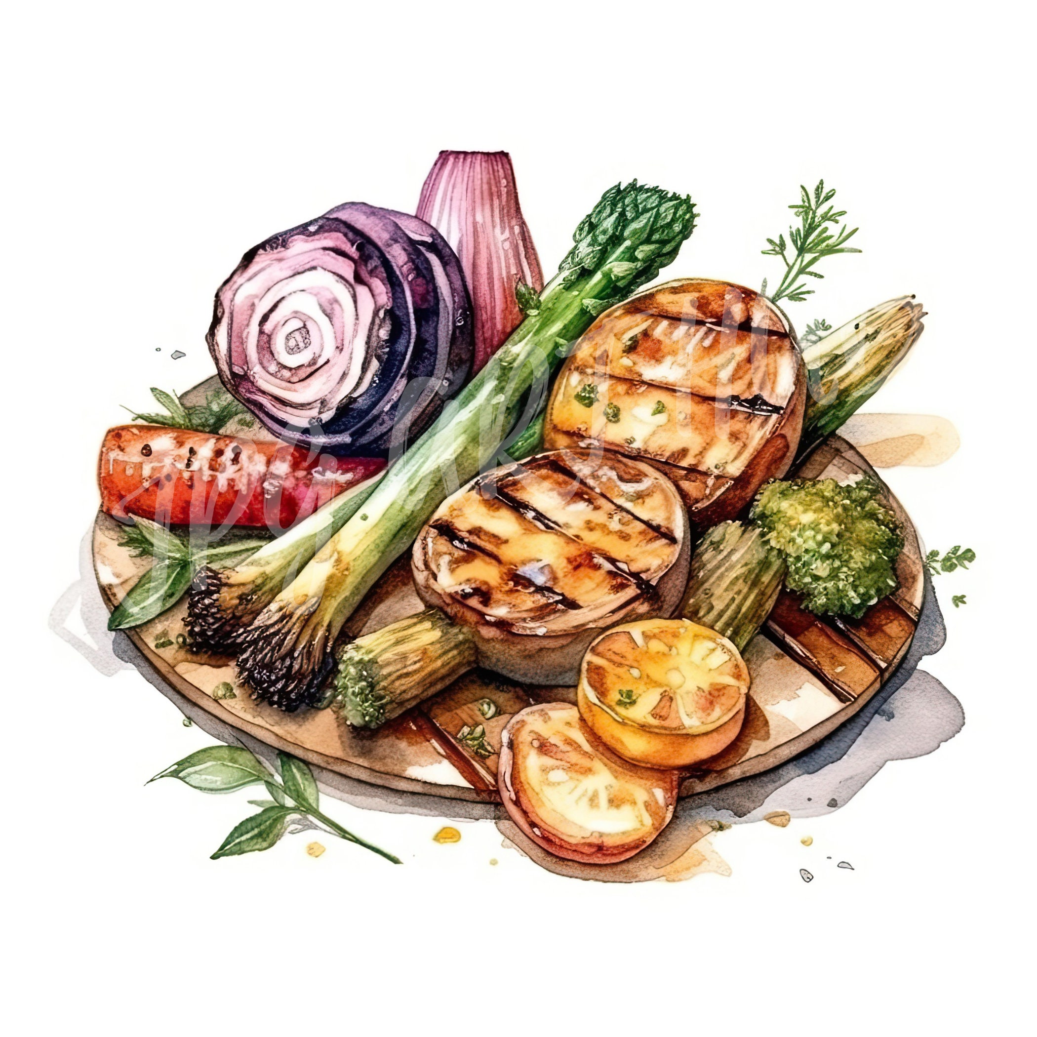 Watercolor BBQ Weekend Clipart, Summer Barbecue, Food Clipart, Digital ...