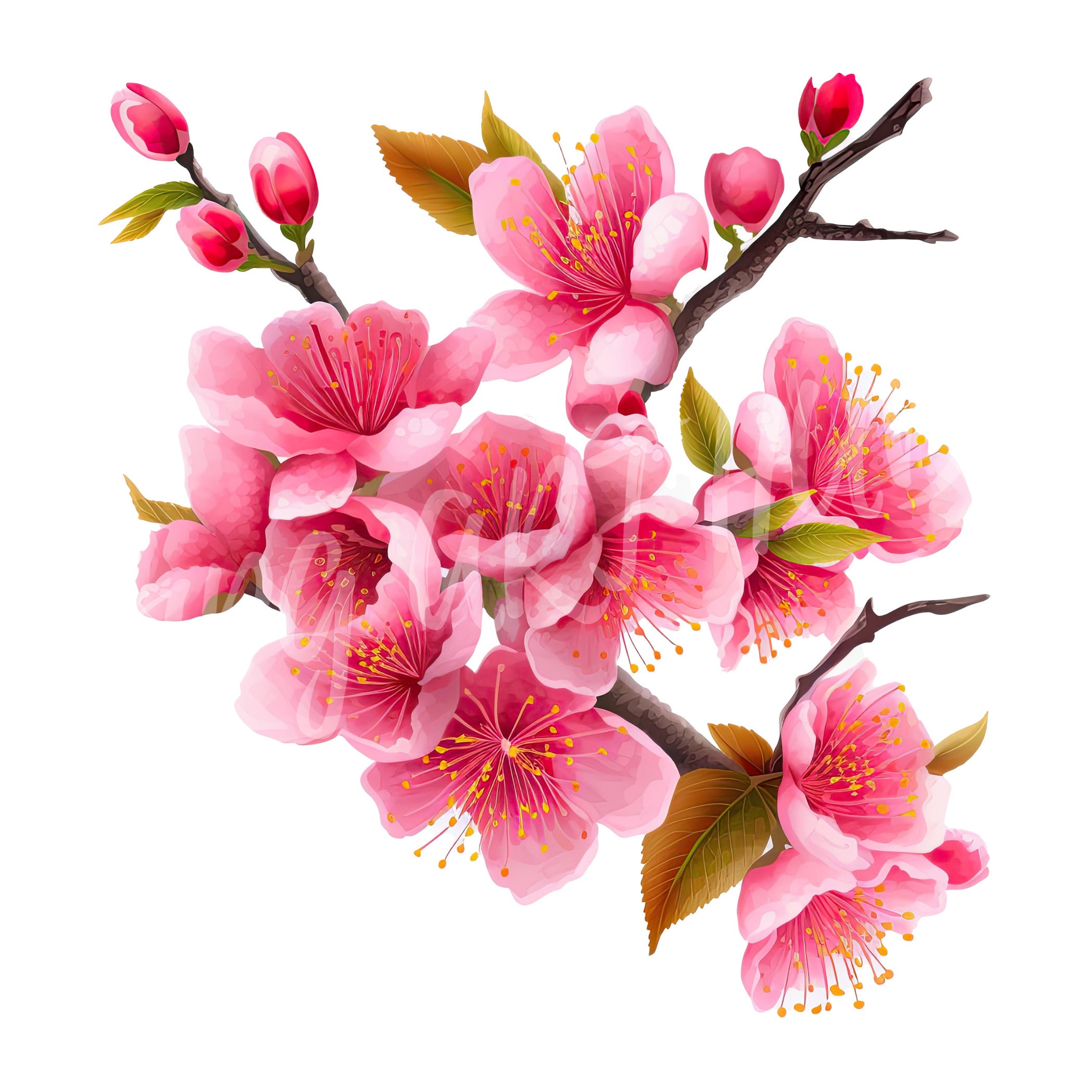 Watercolor Sakura Flowers Clipart, High Quality JPG, Card Making ...