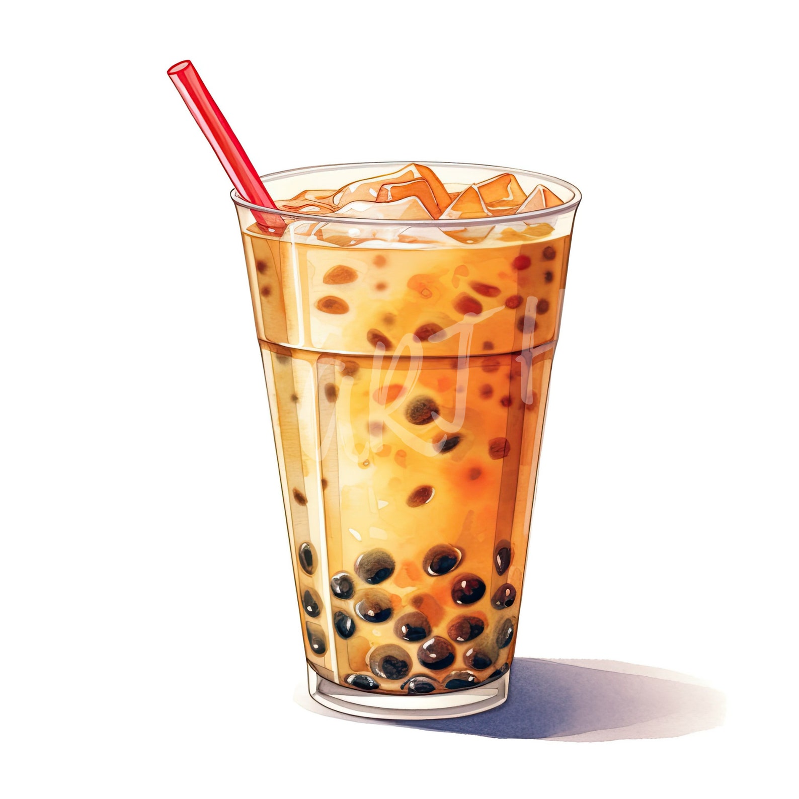 Watercolor Bubble Tea Clipart, Boba Clipart, Drink Clipart, Digital ...