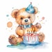 Watercolor Teddy Bear Birthday Clipart Pack, Teddy Clipart, Bear ...