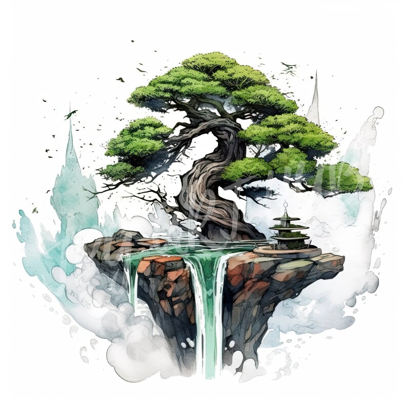 Watercolor Colorful Bonsai Tree Clipart Bonsai Clipart - Etsy