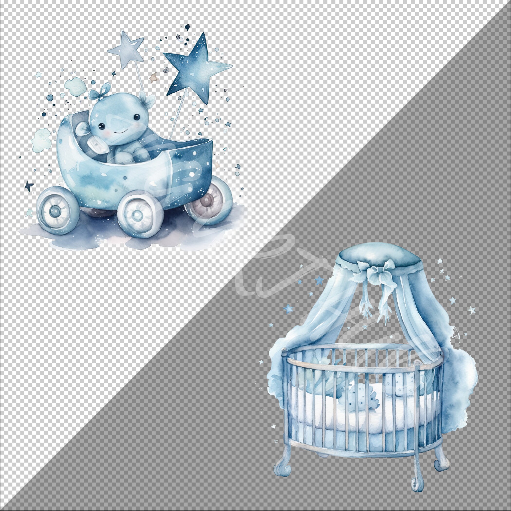 Watercolor Newborn Baby Boy Clipart Bundle, Newborn Clipart, Baby ...