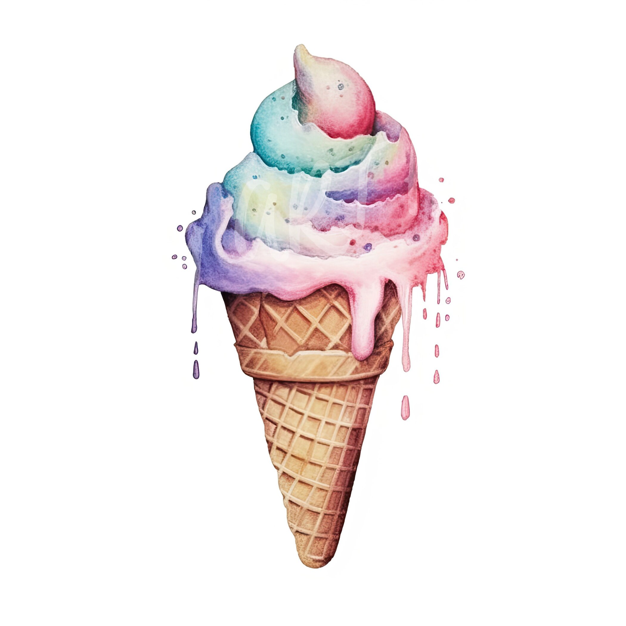 Watercolor Ice Cream Cone Clipart Ice Cream Clipart Summer - Etsy