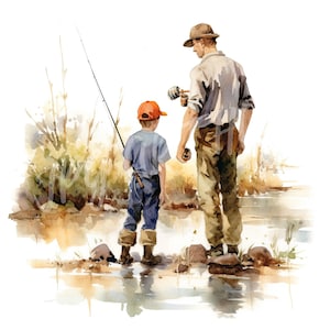 Watercolor Fishing Clipart, Summer Clipart, Camping Clipart, Digital ...