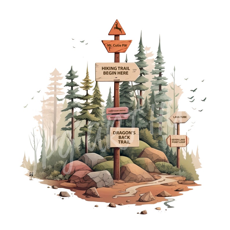 Watercolor Camping Clipart Bundle Nature Hiking Clipart - Etsy