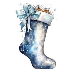 Watercolor Christmas Stocking Clipart, High Quality JPG, Digital ...