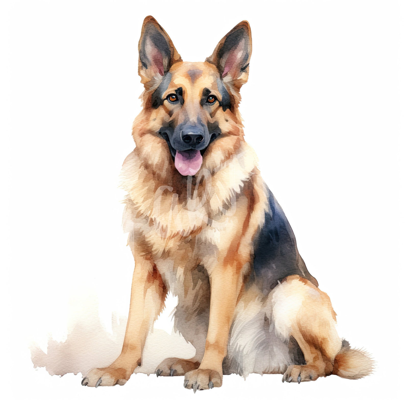 Watercolor German Shepherd Clipart High Quality JPG Digital - Etsy