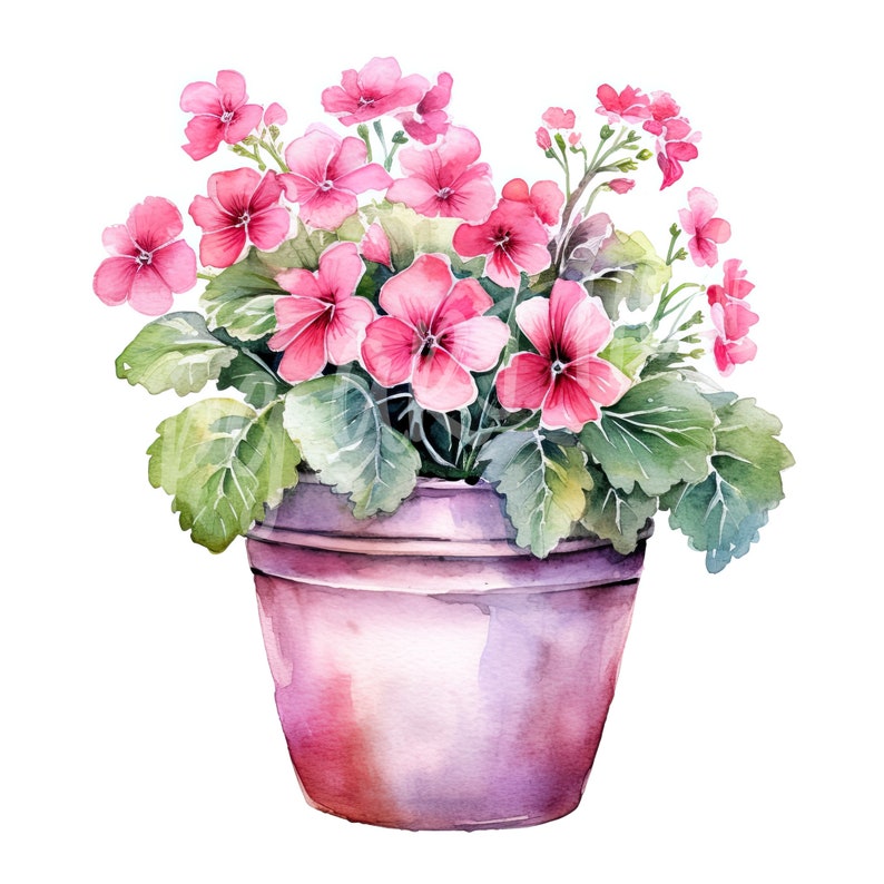 Watercolor Flowerpot Clipart, Flowers Clipart, Floral Clipart, Spring ...
