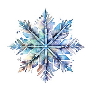 Watercolor Winter Snowflakes Clipart, High Quality JPG, Digital ...