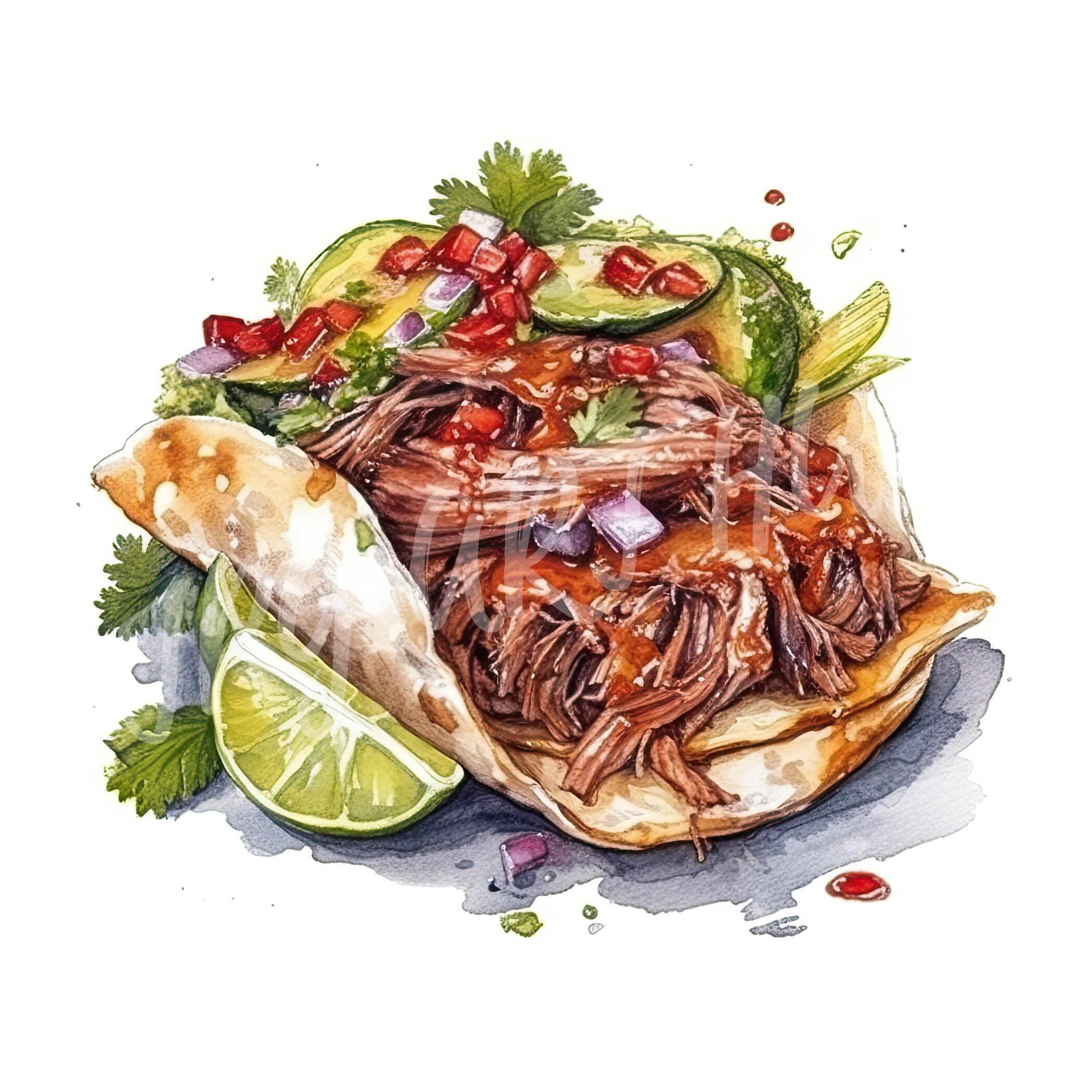 Watercolor Mexican Food Clipart Mexican Clipart Tacos - Etsy