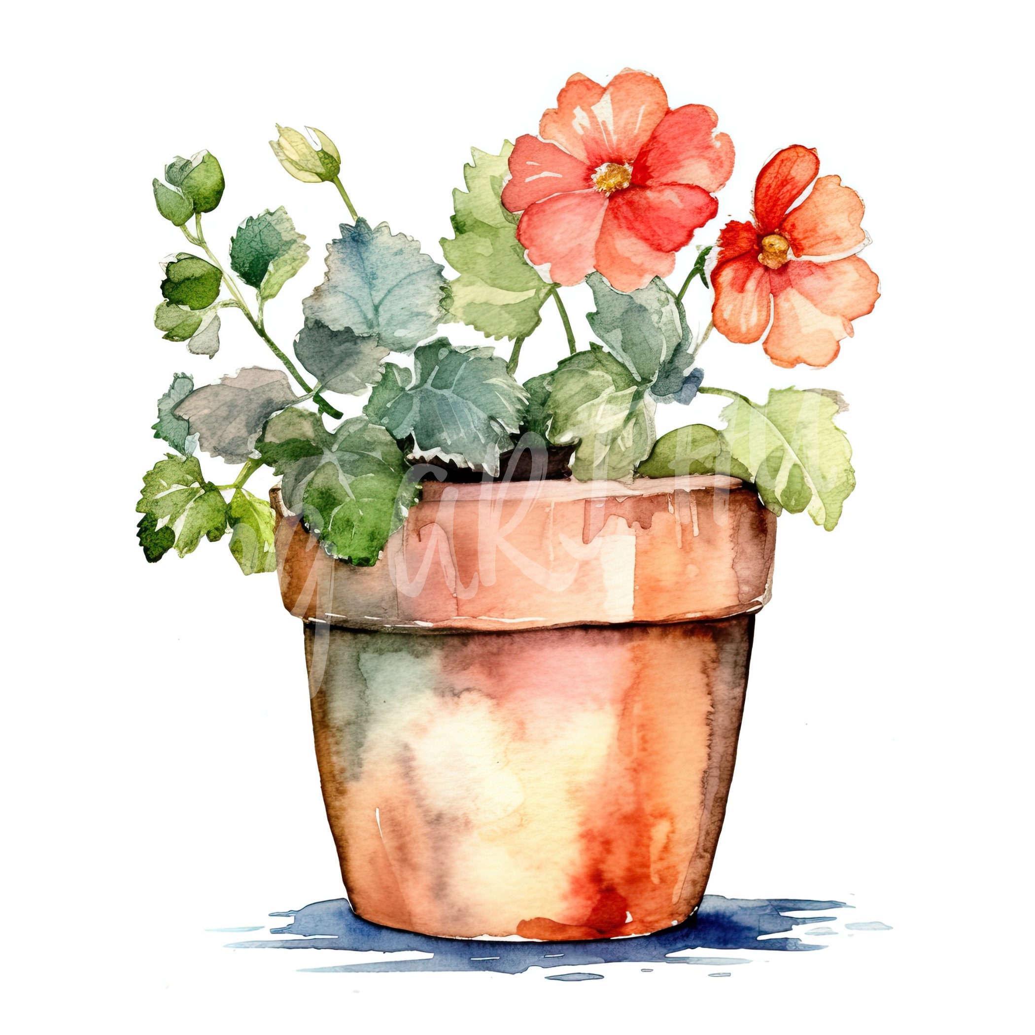 Watercolor Flowerpot Clipart, Flowers Clipart, Floral Clipart, Spring ...