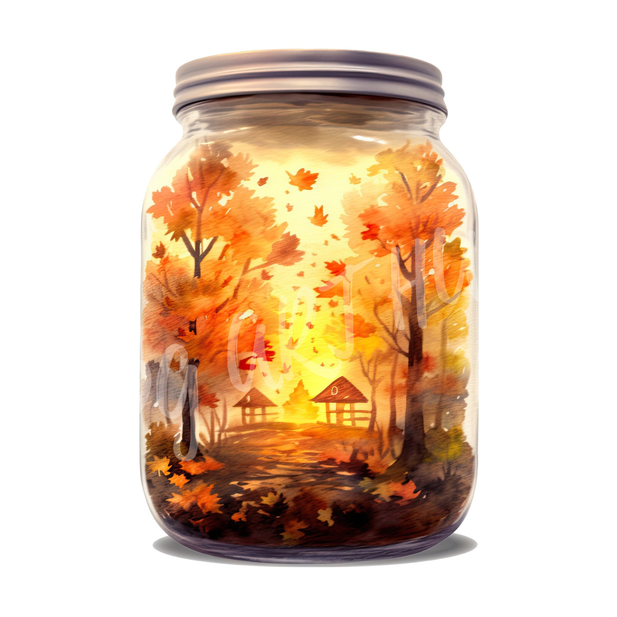 Watercolor Autumn in a Spell Jar Clipart, Autumn Clipart, Digital ...