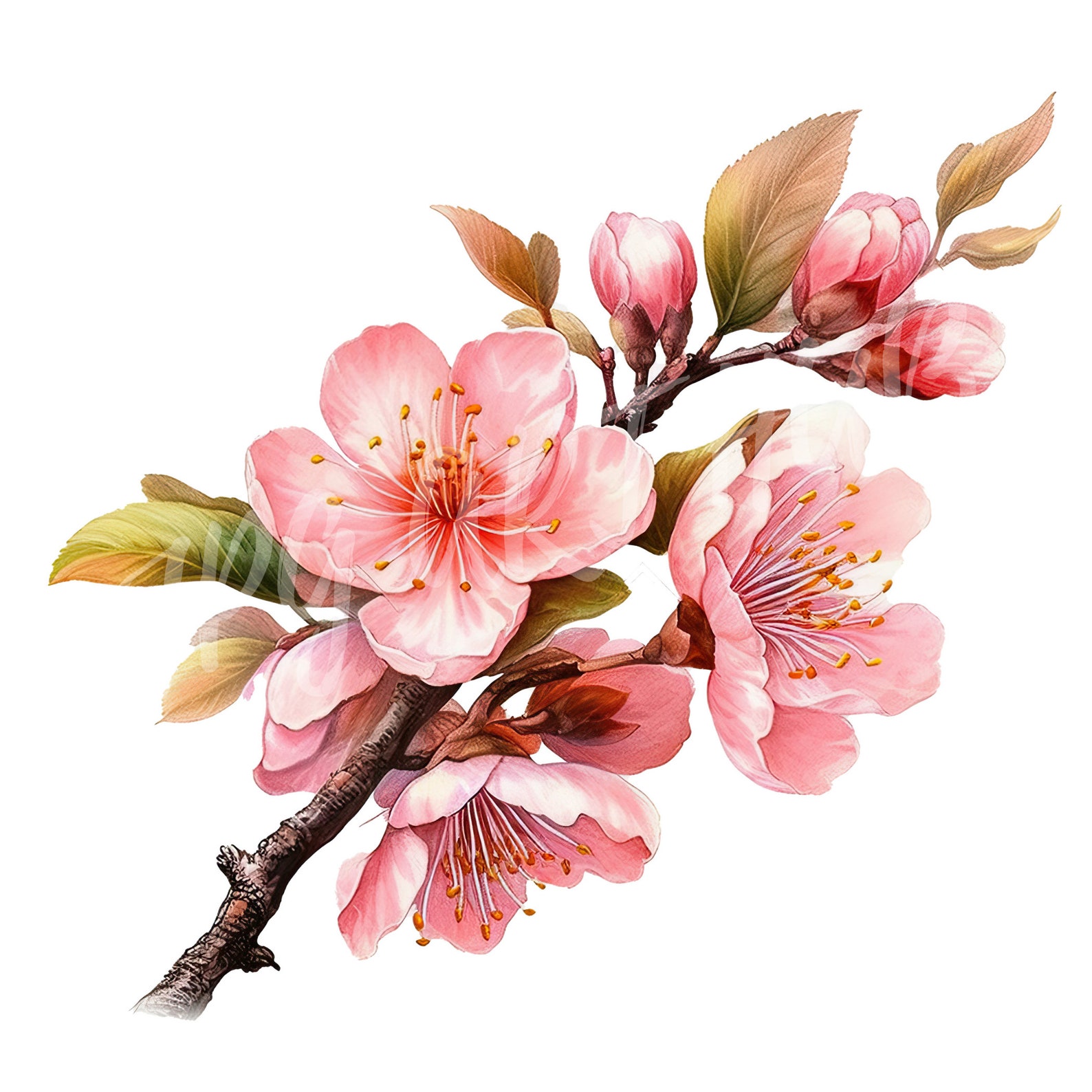 Watercolor Sakura Flowers Clipart, High Quality JPG, Card Making ...